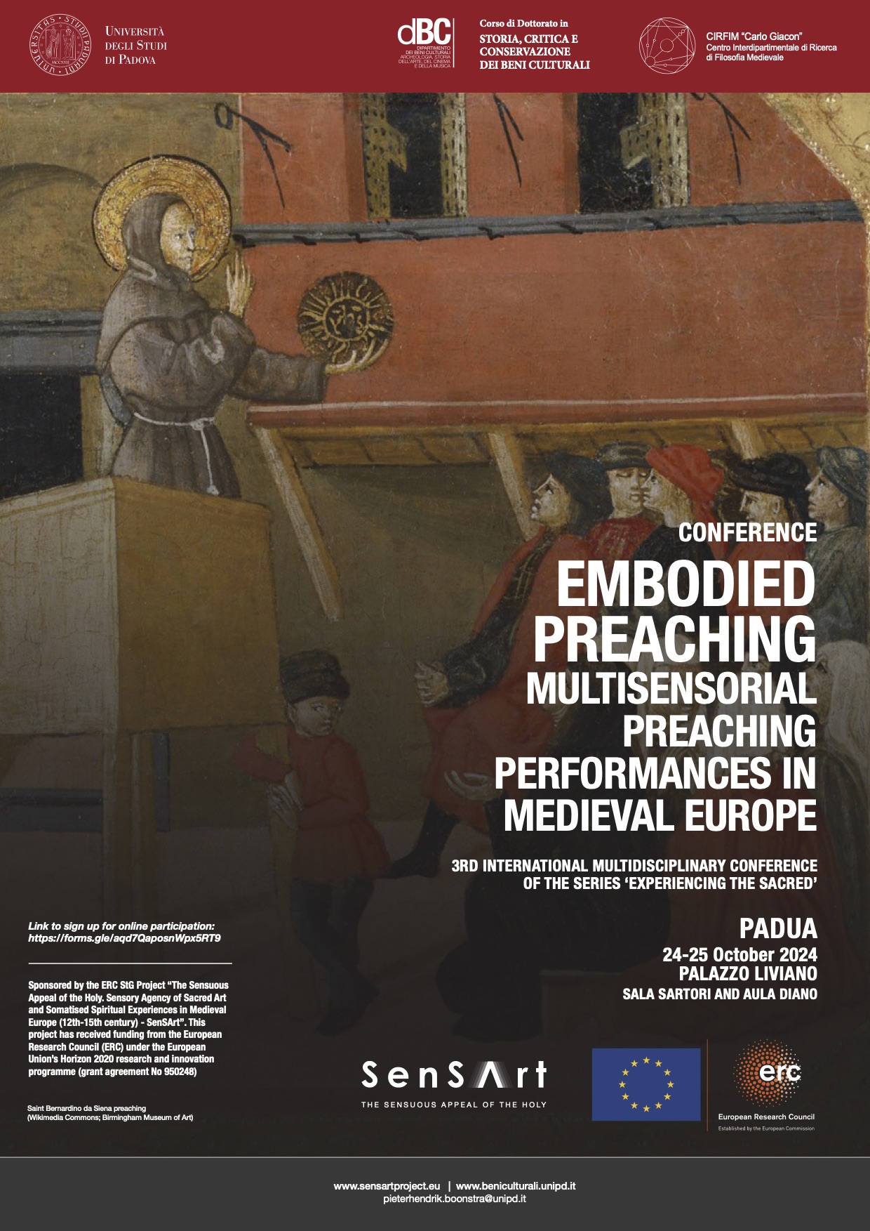 Poster Embodied Preaching - CIRFIM "Carlo Giacon"